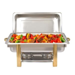 banlicali 9l chafing dish warmer, stainless steel catering buffet servers tray with water basin tabletop gold insulation container for parties banquet event restaurant