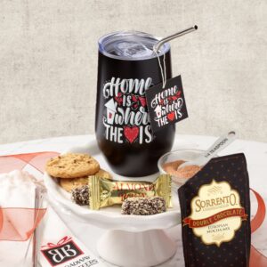 Broadway Basketeers Welcome Home Chocolate and Sweets Gif Mug. Large 16 oz. Insulated Gift Mug Includes 3 Piece Set of Metal Straws A Great Gift to Show Your Love to Mom Dad & Friends