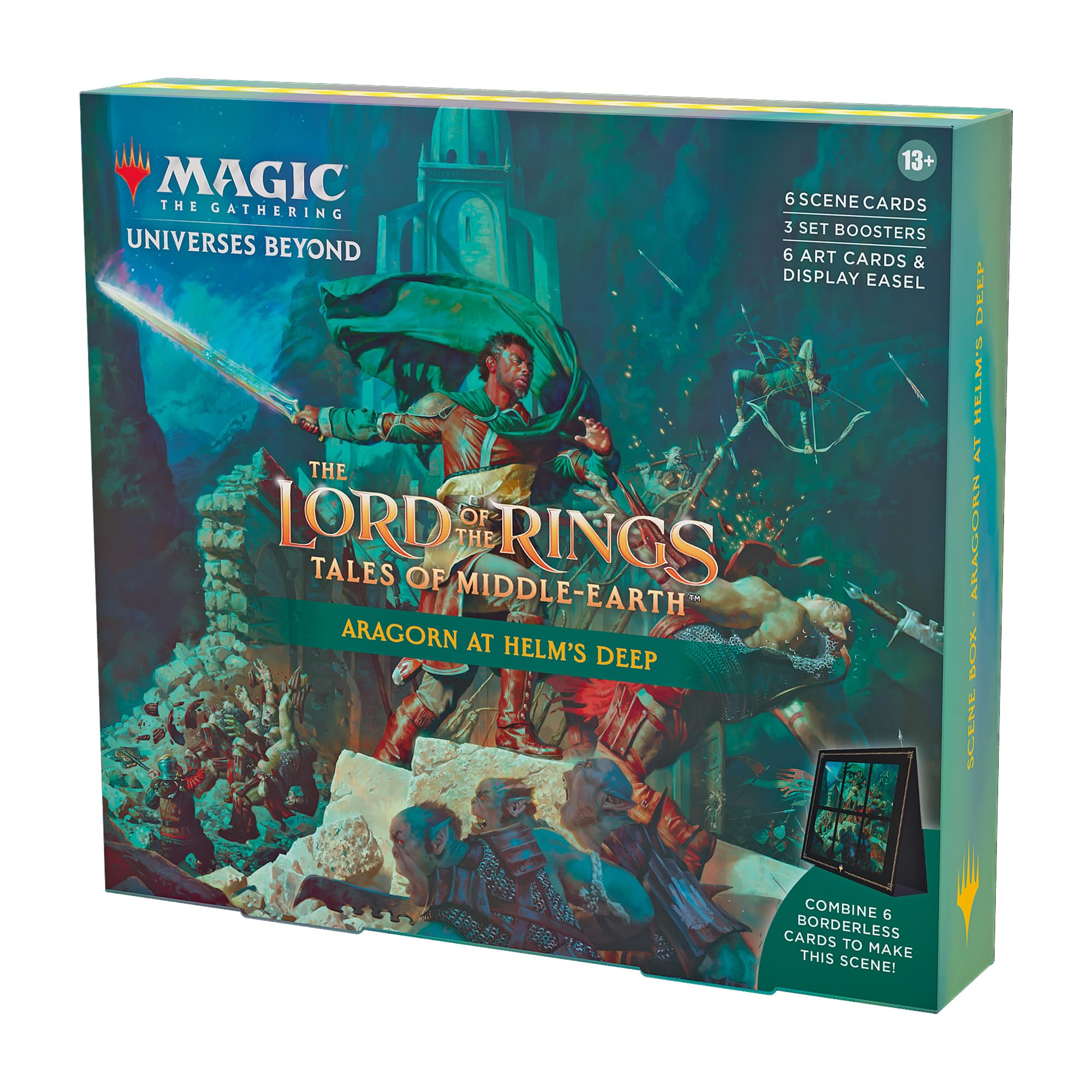 Magic: The Gathering The Lord of The Rings: Tales of Middle-earth Scene Boxes - All 4 (Aragorn at Helm’s Deep, Flight of The Witch-king, The Might of Galadriel, and Gandalf in Pelennor Fields)