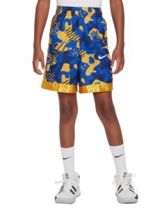 nike big boys' dri-fit elite basketball shorts (large, game royal/yellow ochre/white)