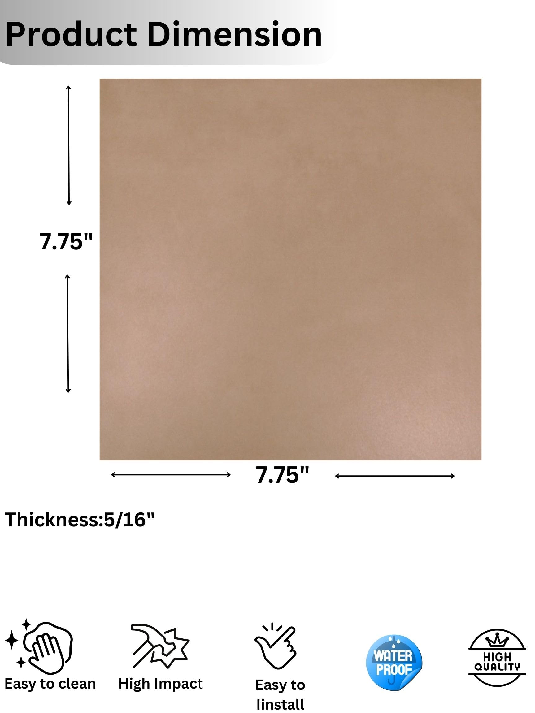 USCT TMAICAD-8X8-RC Terracota 8x8 Gres Porcelain Square Flooring Wall Tile Matte Look for Backsplash Kitchen, Bathroom Shower, Accent Wall (1 Piece)