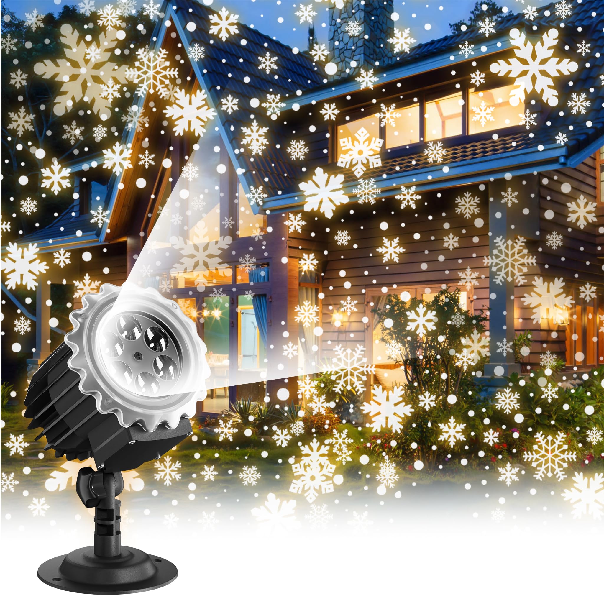 Christmas Snowflake Lights, Led Projector Lights for Outdoor, Waterproof Christmas Decorations Lighting for Indoor Xmas Holiday Party Wedding Garden Patio