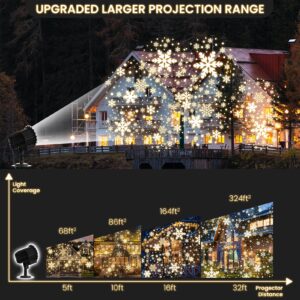 Christmas Snowflake Lights, Led Projector Lights for Outdoor, Waterproof Christmas Decorations Lighting for Indoor Xmas Holiday Party Wedding Garden Patio