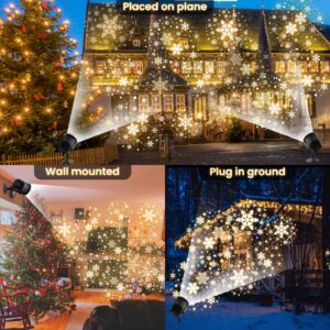 Christmas Snowflake Lights, Led Projector Lights for Outdoor, Waterproof Christmas Decorations Lighting for Indoor Xmas Holiday Party Wedding Garden Patio