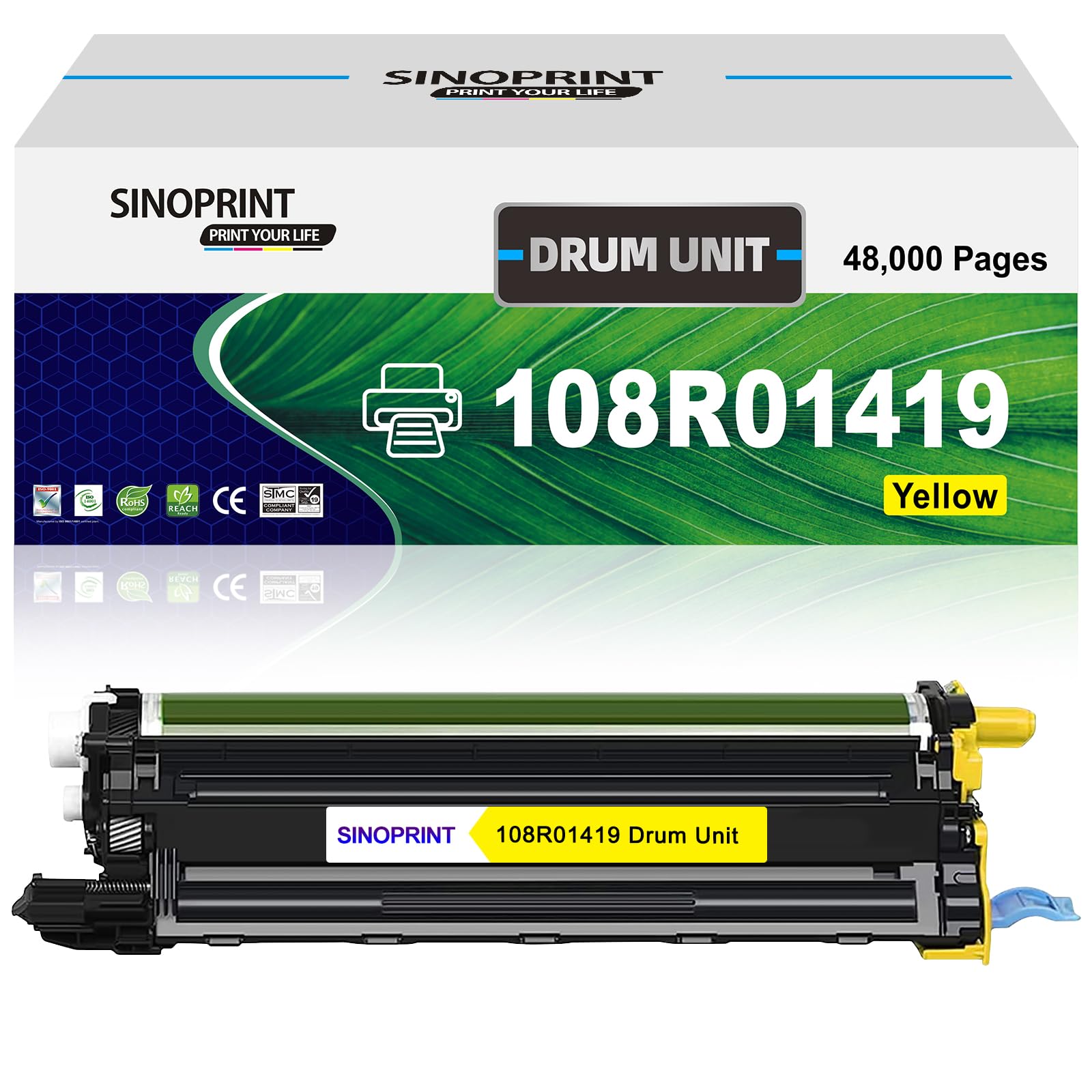 SINOPRINT Compatible 6510 6515 Yellow Drum Unit(108R01419) Replacement for Xerox Phaser 6510DNM 6510DN 6510DNI 6510N WorkCentre 6515DNI 6515DNM 6515DN 6515N Printer (Yellow,1-Pack)