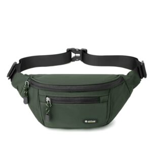 fanny pack for men women cross body shoulder chest bag 4 pockets waist bag purse belt bag for travel walking running hiking cycling, easy carry any phone,wallet (green)