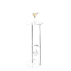 aquiver clear small acrylic drink table - minimalist martini table with goblet holder - small round side table for living room, bedroom, balcony - 9'' l x 9'' w x 23'' h