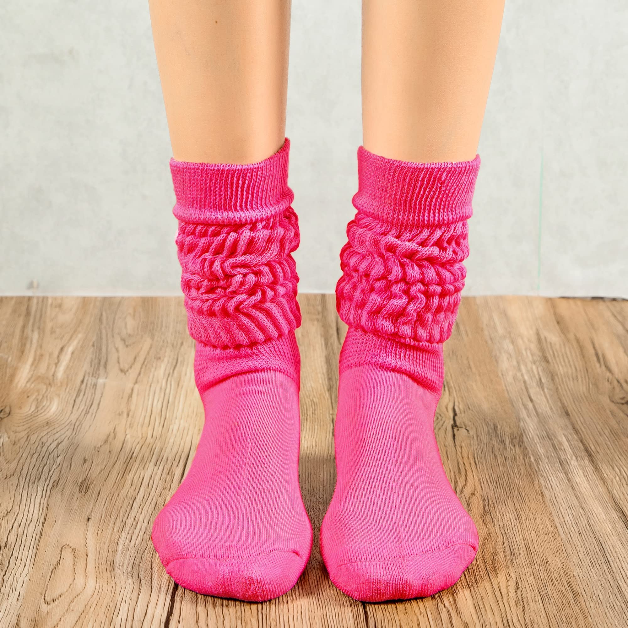 Zando 80s Socks Neon Socks Pink Slouch Socks Hot Pink Socks Pink Leg Warmers For Women 80s 90s Socks 80s Outfit For Women 80s Accessories For Women Slouch Socks Rose Red One Size