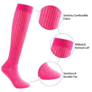 Zando 80s Socks Neon Socks Pink Slouch Socks Hot Pink Socks Pink Leg Warmers For Women 80s 90s Socks 80s Outfit For Women 80s Accessories For Women Slouch Socks Rose Red One Size