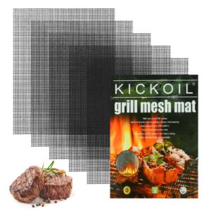 grill mesh mat set 5 barbecue grill accessories reusable non-stick grill mat for vegetables fish grilling mat sheets for outdoor smoker charcoal gas electric grill bbq tools,xl 15.75 x 13 inch, black