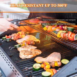 Grill Mesh Mat Set 5 Barbecue Grill Accessories Reusable Non-Stick Grill Mat for Vegetables Fish Grilling Mat Sheets for Outdoor Smoker Charcoal Gas Electric Grill BBQ Tools,XL 15.75 x 13 inch, Black