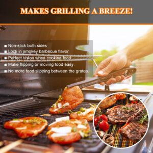 Grill Mesh Mat Set 5 Barbecue Grill Accessories Reusable Non-Stick Grill Mat for Vegetables Fish Grilling Mat Sheets for Outdoor Smoker Charcoal Gas Electric Grill BBQ Tools,XL 15.75 x 13 inch, Black