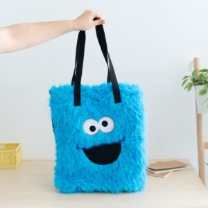 Grupo Erik Sesame Street Book Bag Cookie Monster Cotton Tote Bag | Cotton Shopping Bag | 13.8 x 15.8 x 2.2 inches - 35 x 40 x 5.5 cm | Gift Bag | Cute Tote Bag | Sesame Street Toys