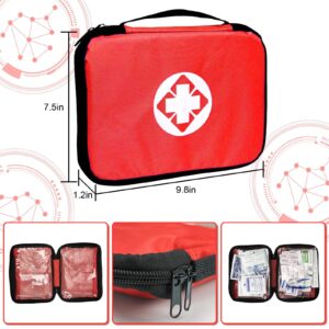 Travel-First Aid-Kit Car-Home 300PCS Survival-Kit Outdoor-Adventure - Small Portable Red Emergency Essential Sets Office Hiking Camping Business Public Must Have First Aid Gear Equipment 1st Aid