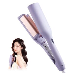 rommantic french egg roll curling iron, water ripple v-shaped ionic hair curling iron for perfect waves, fast heating, adjustable temperature, roll hair waving iron hair curler styling tool (purple)