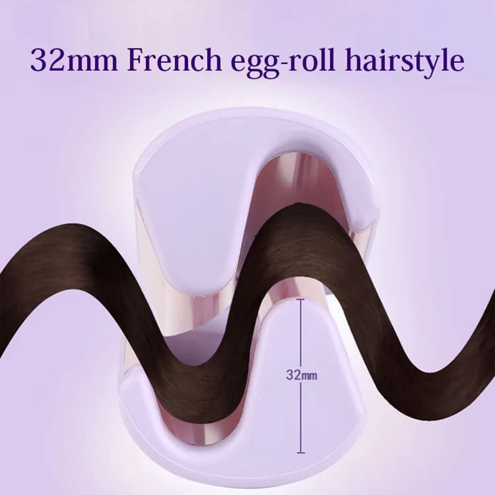 Rommantic French Egg Roll Curling Iron, Water Ripple V-Shaped Ionic Hair Curling Iron for Perfect Waves, Fast Heating, Adjustable Temperature, Roll Hair Waving Iron Hair Curler Styling Tool (Purple)