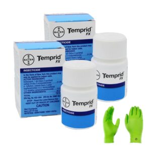 temprid fx 8ml - multi-purpose suspension concentrate insecticide, for indoor and outdoor use (2 single use bottles) | usa supply gloves and pest identification card