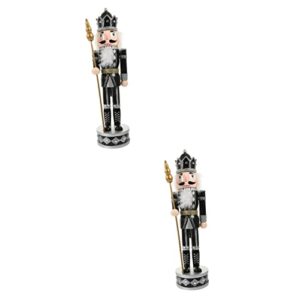 aboofan 2pcs nutcracker soldier patriotic nutcracker figurine holiday nutcrackers christmas traditional nutcracker christmas toy soldiers mini toy clip dining table 38c wood