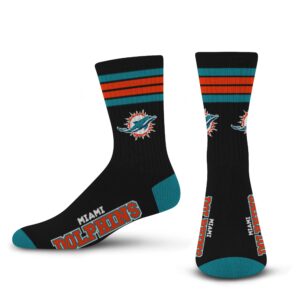 fbf - nfl black deuce deuce adult team logo crew dress socks footwear for men and women game day apparel - miami dolphins large