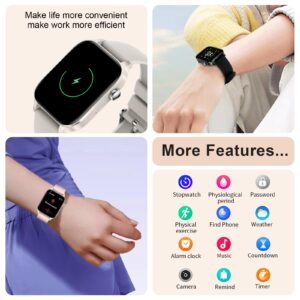 HXQHSTBG Smart Watch for Men Women,1.8" Smart Watches with Bluetooth Call (Answer/Make Calls) with fitness Tracking Heart Rate/Sleep Monitor,100 Sport Modes Smartwatch for Android Phones(Beige).