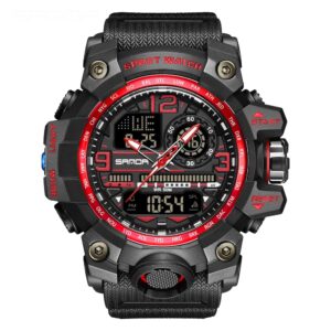 aimes men's watches sports outdoor waterproof multi function military watch for men date led large face tactics dual time watch with alarm stopwatch wristwatch