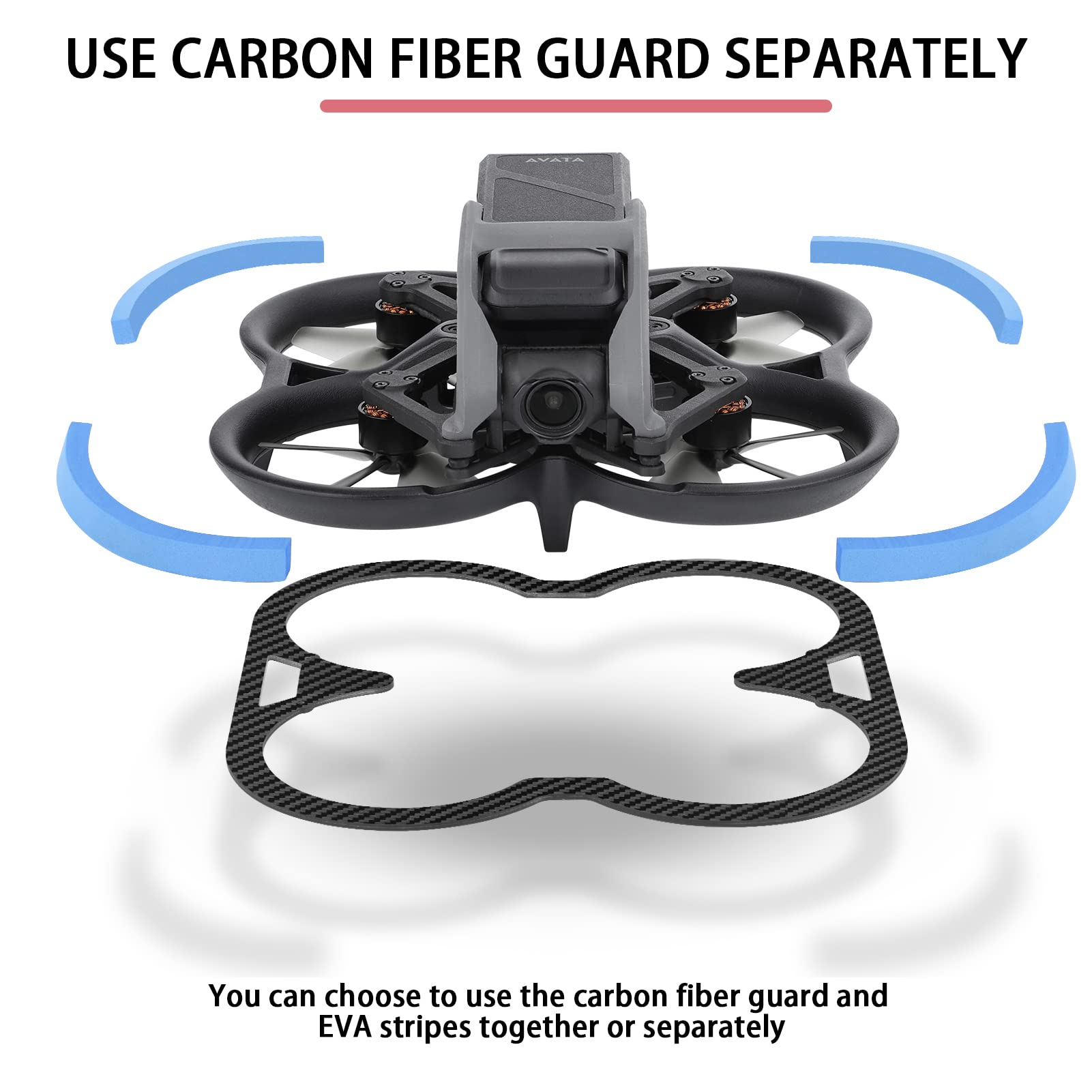 Avata Carbon Fiber Propeller Guard for DJI Avata FPV Drone Accessories Prop Blades Protective Bumper Protector Circle Anti-Collision Paddle