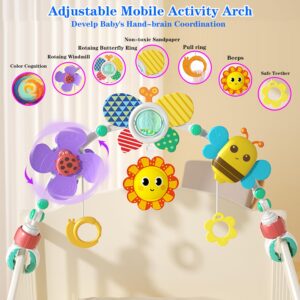 MINGKISI Baby Stroller Arch Toys- Car Seat Toys Adjustable Mobile Activity Arch with Sound Toys,Crib Bouncer Bassinet Toys for Newborn Baby Boy Girl Gifts,Baby Toys 0-3-6-9 Months