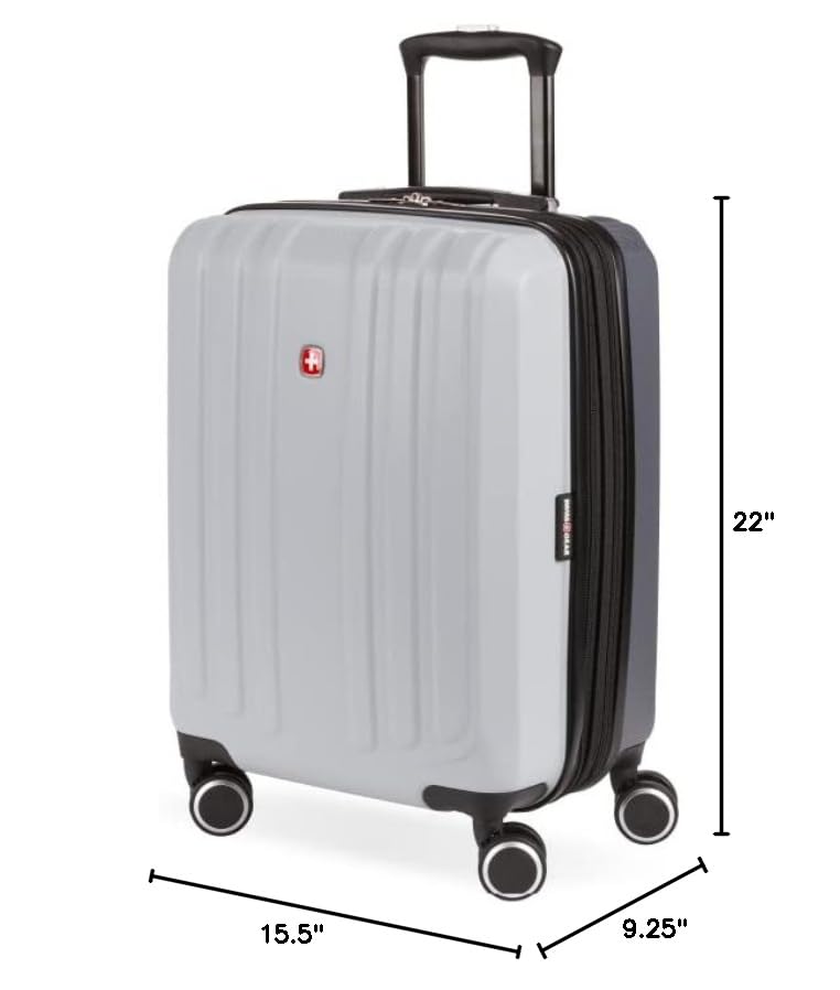 SwissGear 8028 Hardside Expandable Spinner Luggage, Light Grey/Ash Grey, Carry-On 19-Inch