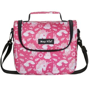 hap tim kids lunch box for girls boys, reusable lunch bag for kids, spacious lunchbox, insulated lunchbag, pink unicorn(16050-djs)