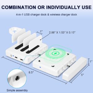 MERGROLY 75W Charging Station for Multiple Devices, 5 in 1 Fast Charging Station with 20W PD Port and 15W Wireless Charging Dock, Watch Holder, for Phone/Kindle/iPad/Tablet (5 Short Cables Included)