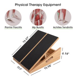 CIKEA Wooden Slant Board/Calf Incline Board - Calf Stretcher with Anti-Slip Surface, Foldable and Portable Calf Stretch Wedge Board for Plantar Fasciitis Exercise