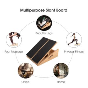 CIKEA Wooden Slant Board/Calf Incline Board - Calf Stretcher with Anti-Slip Surface, Foldable and Portable Calf Stretch Wedge Board for Plantar Fasciitis Exercise