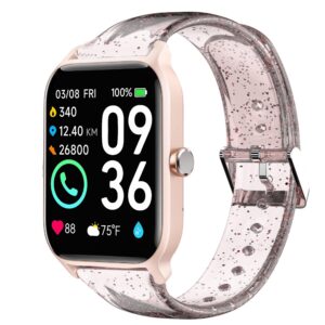 compatible with toobur smart watch band, lamshaw women, soft silicone glitter clear sport strap compatible with toobur idw13 1.8" smart watch/teminice idw13 1.8" smart watch/vrpefit idw13 1.8"