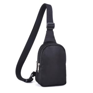 mini sling bag, casual crossbody bags for women, fanny pack with adjustable strap, black