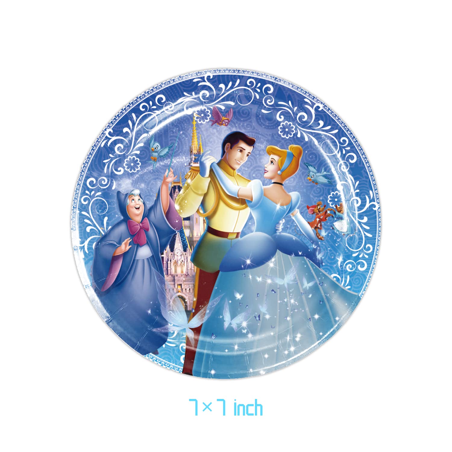 Omto 40Pack Cinderella Party Supplies include 20 plates, 20 napkinsfor Cinderella birthday party decoration