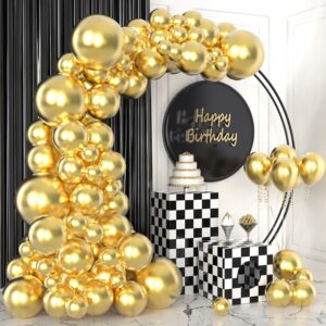 mistarich metallic gold balloons 100 pcs latex halloween balloon garland arch kit 5/10/12/18 inch for wedding anniversary graduation birthday baby shower party decoration