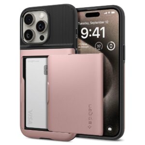 spigen slim armor cs designed for iphone 15 pro max case (2023) [military-grade protection] - rose gold