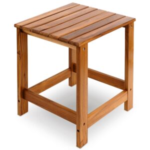 utoplike teak outdoor side table for patio, pool coffee accent table, wood end tables for garden, backyard, bed, living room, couch