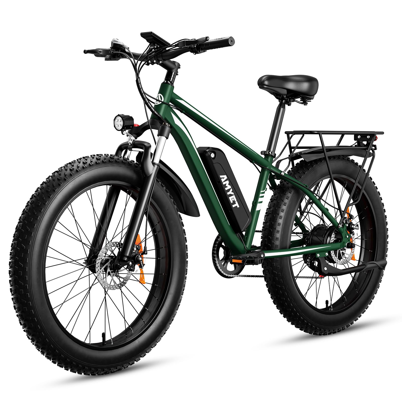 AMYET EB26 Electric Bike for Adults 1000W/peak 1500W Electric Bicycle 48V 15AH Battery Electric Bike 26" Fat Tire Mountain 31mph Shimano 7 Speed Gears Dual Shock Absorber Electric Bike (G)