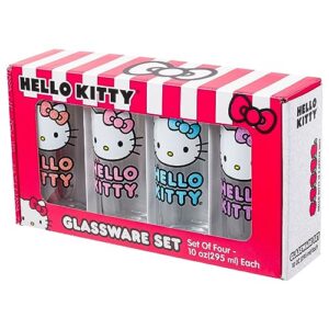 Silver Buffalo Sanrio Hello Kitty 4pc Tumbler Glass Set, 10 Ounces