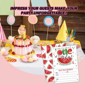 haipino Birthday Party Invitations for Girls Kids, Watermelon Birthday Invites (20 Sets 4" x 6" Cards with Envelopes) - JY658