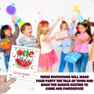 haipino Birthday Party Invitations for Girls Kids, Watermelon Birthday Invites (20 Sets 4" x 6" Cards with Envelopes) - JY658