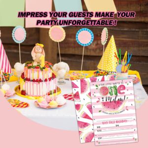 haipino Birthday Party Invitations for Girls Kids, Watermelon Birthday Invites (20 Sets 4" x 6" Cards with Envelopes) - JY655