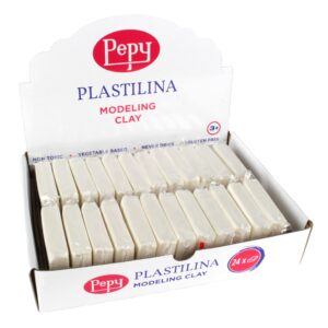 pepy plastilina reusable and non-drying modeling clay; set of 24 bars, 1.4 ounce each, perfect for arts and crafts projects, white