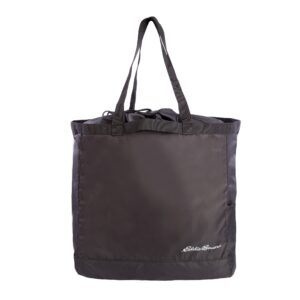 eddie bauer stowaway packable 25l cinch tote with adjustable cord-lock closure and exterior slip pocket, onyx