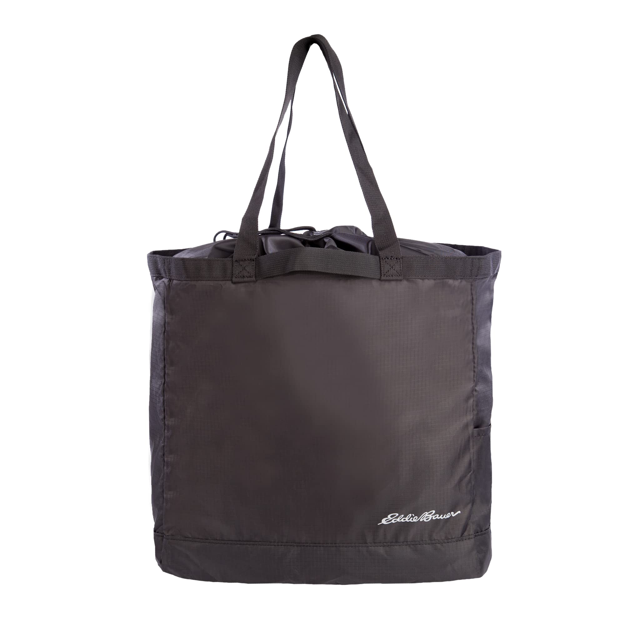 Eddie Bauer Stowaway Packable 25L Cinch Tote with Adjustable Cord-Lock Closure and Exterior Slip Pocket, Onyx