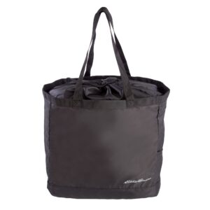 Eddie Bauer Stowaway Packable 25L Cinch Tote with Adjustable Cord-Lock Closure and Exterior Slip Pocket, Onyx