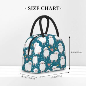 Duduho Cute Sheep Heart Star Dots Lunch Bag Large Tote Bag Reusable Lunch Box Container For Women Men School Office Work, 10l