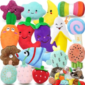 qtwoof charming chorus-20 pack squeaky dog toys set, plush puppy toys with irresistibly cute characters for small dogs, interactive dog squeak toys for dog fun&teeth cleaning