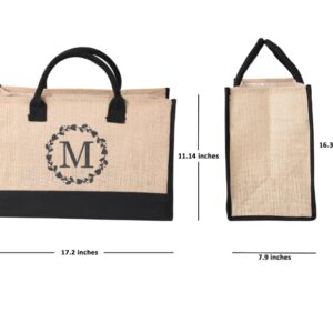 Personalized Tote Bags For Women | Initial Tote Bags | Highly Durable Jute Bags | Use As Shopping Bag, Beach Bag, Bridesmaid Bag | Bday Gift For Women | Mother Birthday Gifts | Letter M